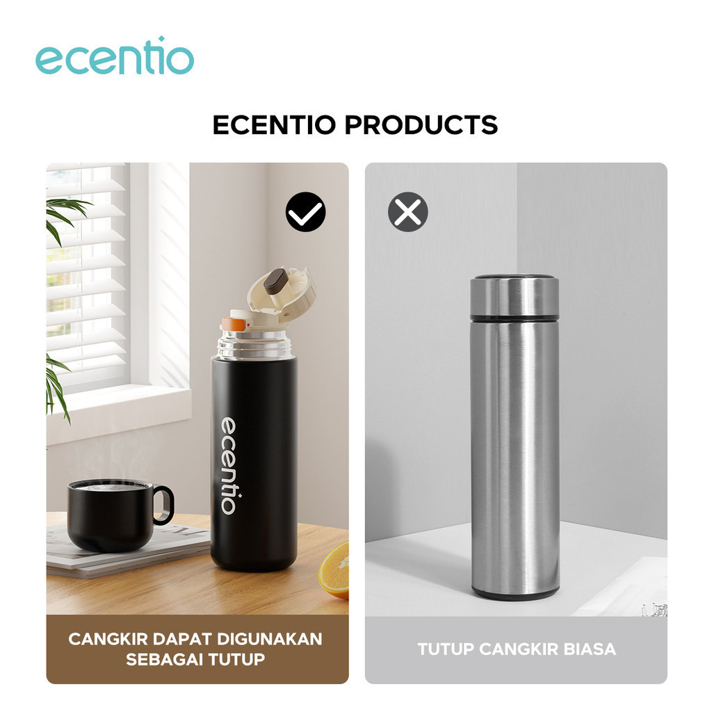 Jual ecentio termos air panas 500ml stainless steel 304+316 tahan 8 jam ...