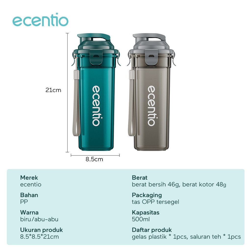 Jual ecentio botol minum Portable 500ml aesthetic Olahraga bottle tail ...