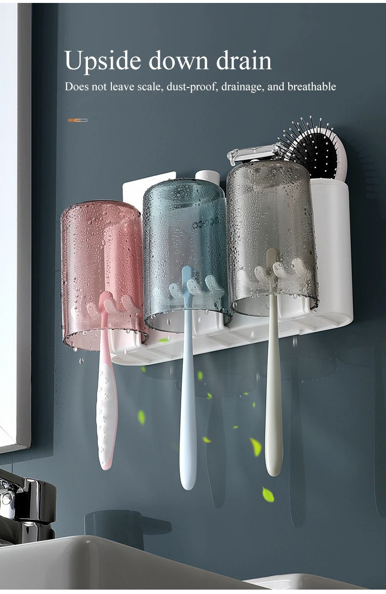 Jual ECOCO Simple Toothbrush Rack - Rak sikat gigi rak kamar mandi ...