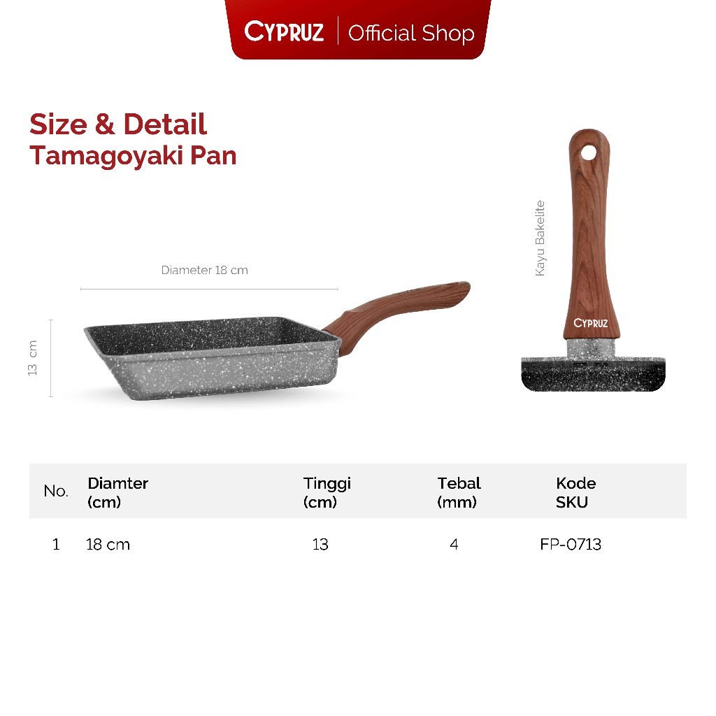Jual Cypruz Tamagoyaki Panci Wajan Penggorengan Telur Anti Lengket Grey Marble Series | Shopee ...