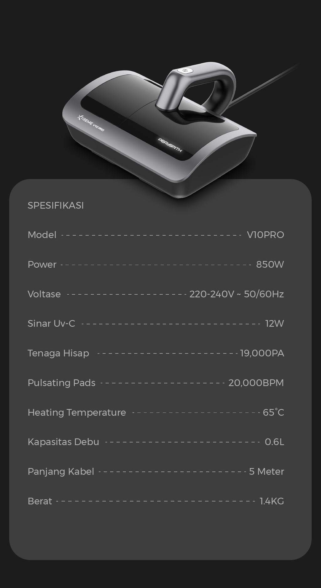 Jual PerySmith X10 Pro & V10 Pro Vacuum Cleaner Anti Dust Mite Limited ...