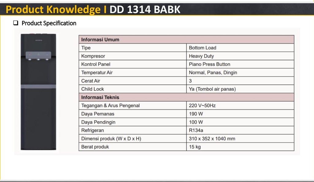 Jual MODENA DD1314BABK Dispenser Air Galon Bawah - Bottom Loading Panas, Dingin, & Normal DD ...