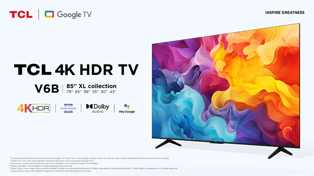 Jual TCL Smart Google TV 43 & 50 Inch 4K UHD HDR Dolby Audio V6B Series (Model: 43V6B 50V6B ...
