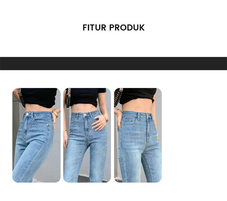 Jual [MEIN] ELEGANT Jeans Highwaist Cutbray Wanita Celana Jeans Slim Fit 369 | Shopee Indonesia