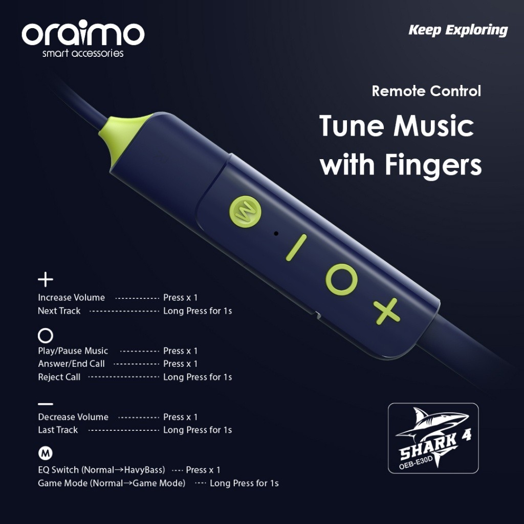 Jual oraimo Headset Tali Leher Nirkabel Earphone Bluetooth Soundcore ...