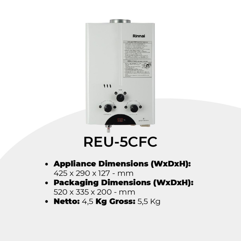Jual RINNAI REU5CFC Gas Water Heater - REU-5CFC | Shopee Indonesia