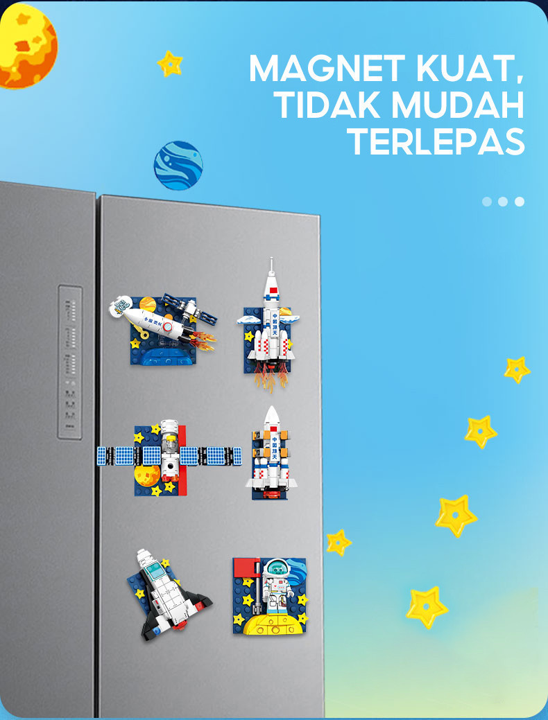 Jual OHSOME Magnet Kulkas Tempelan Kulkas Tema Luar Angkasa Balok Susun ...