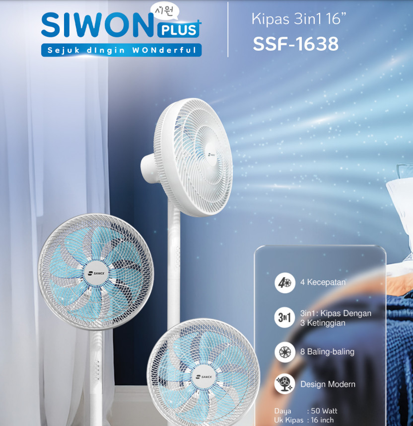 Jual NEW! Stand Fan SIWON PLUS SERIES SSF-1638R | Shopee Indonesia
