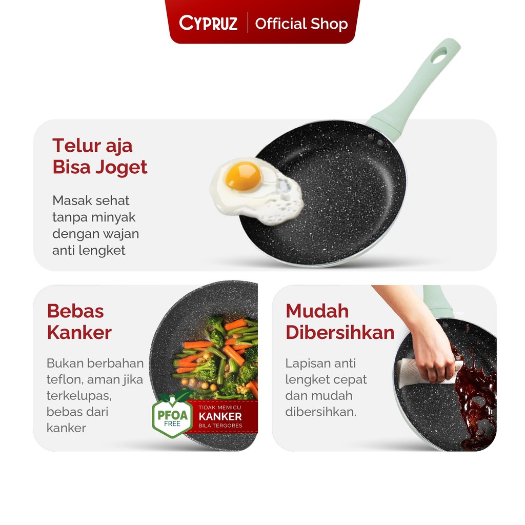 Jual Cypruz Wajan Penggorengan Anti Lengket Fry Pan Featherlight Series | Shopee Indonesia