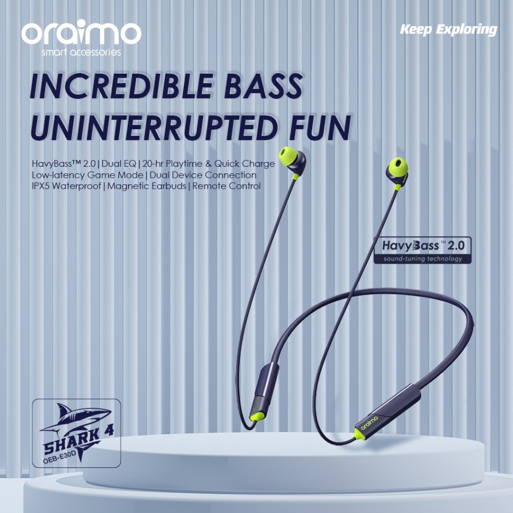 Jual oraimo Headset Bluetooth Tali Leher Nirkabel OEB-E30D Shark 4 OEB ...