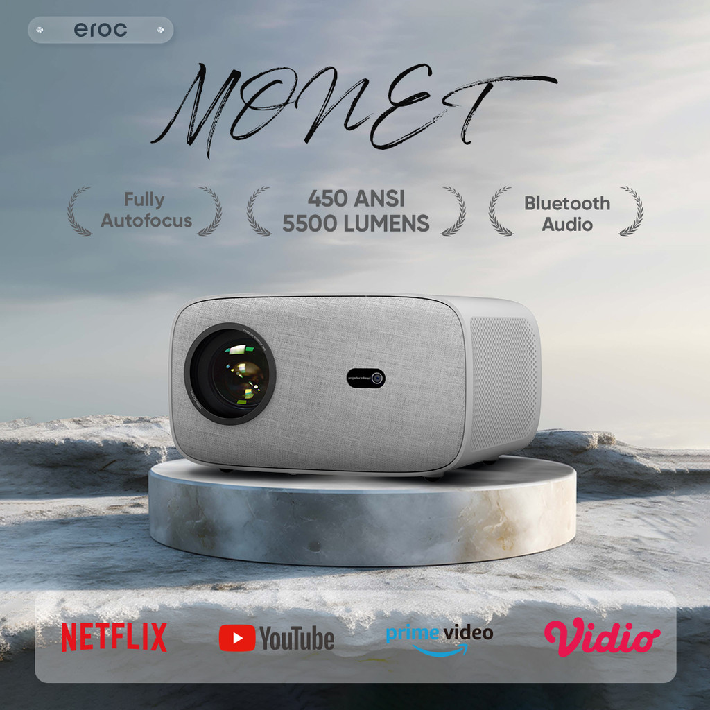 Jual EROC Smart Proyektor LCD 450 ANSI Full HD Android 12 - Netflix ...