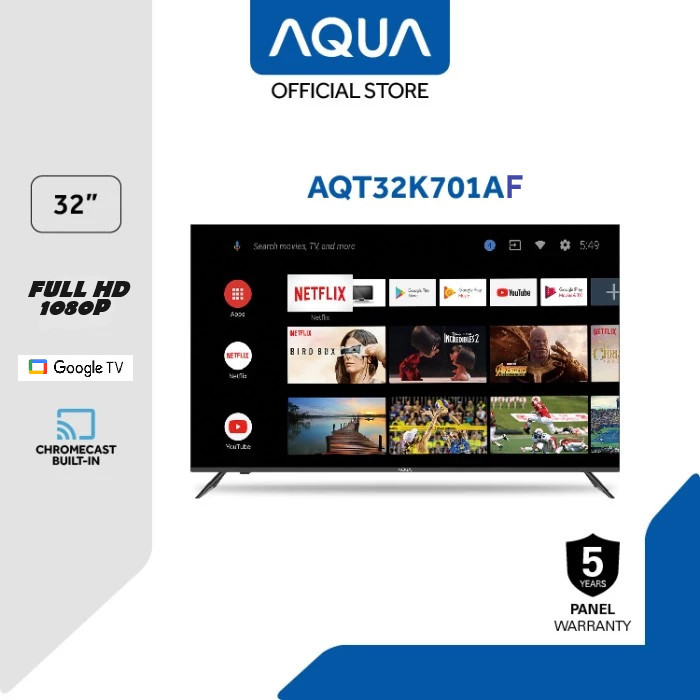 Jual AQUA Smart Google TV LED 32 Inch Full HD Digital DVB-T2 AQT ...