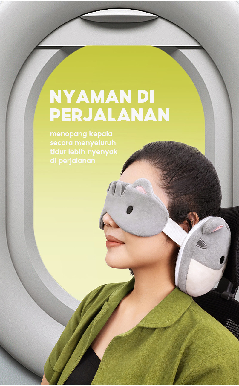 Jual OHSOME - SLADKO Grey Wolf Eye Mask and Neck Pillow Package/cat ...