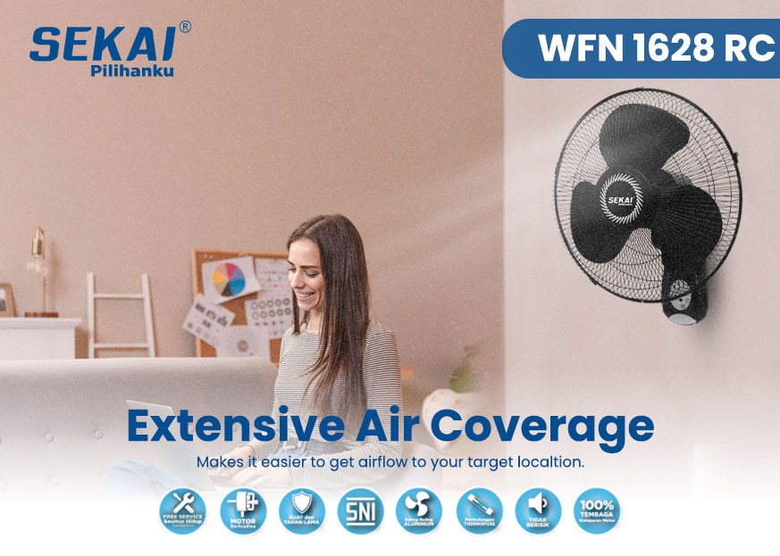 Jual SEKAI Kipas Angin Dinding Remote Control Series / Wall Fan 16 Inch - WFN 1626 RC / WFN 1627 ...