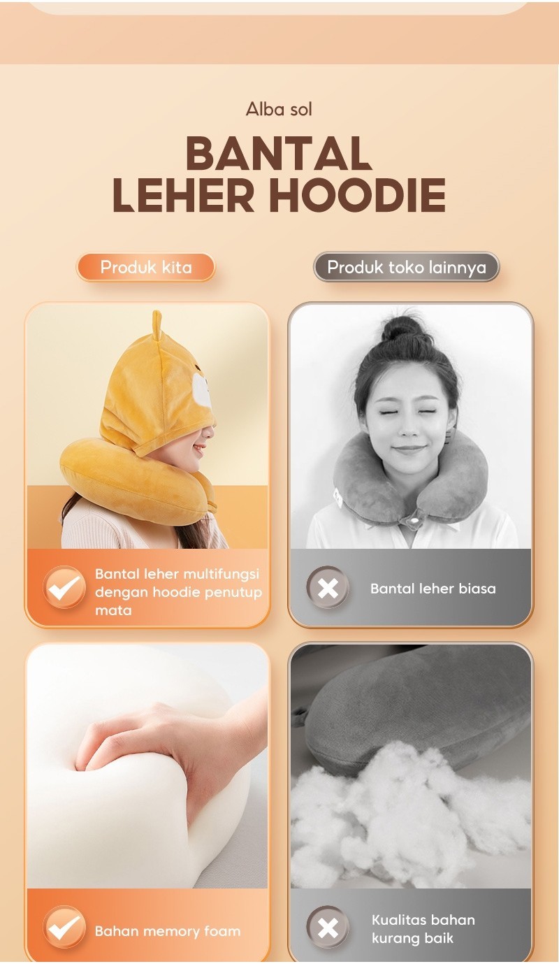 Jual OHSOME - Alba Sol Hooded Neck Pillow Bantal Leher | Shopee Indonesia