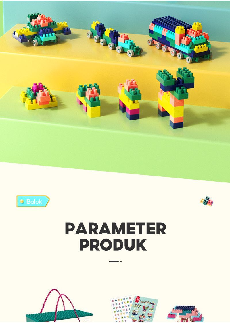 Jual OHSOME Mainan Balok Susun Anak DIY 280pcs Bahan ABS Kuat Tahan ...