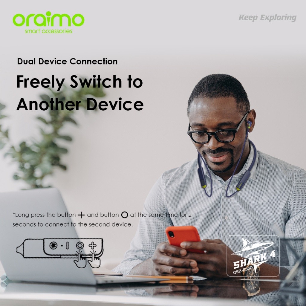 Jual oraimo Headset Tali Leher Nirkabel Earphone Bluetooth Soundcore ...