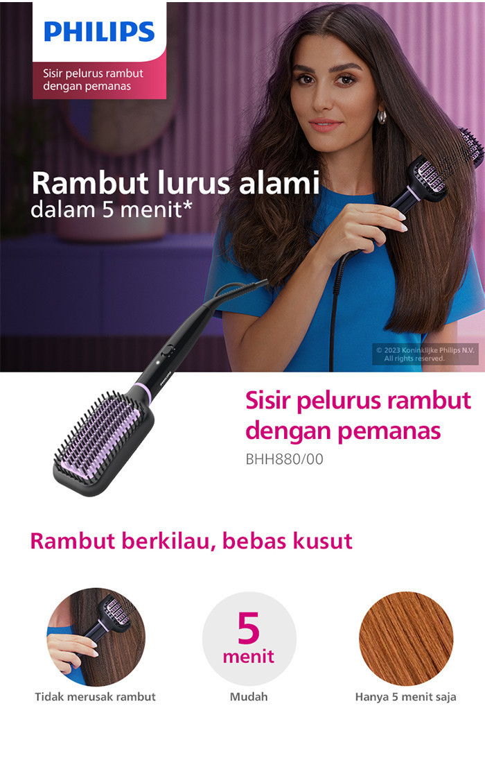 Jual Philips | Heated Brush EssentialCare | Sisir Catok | Rambut Lurus ...
