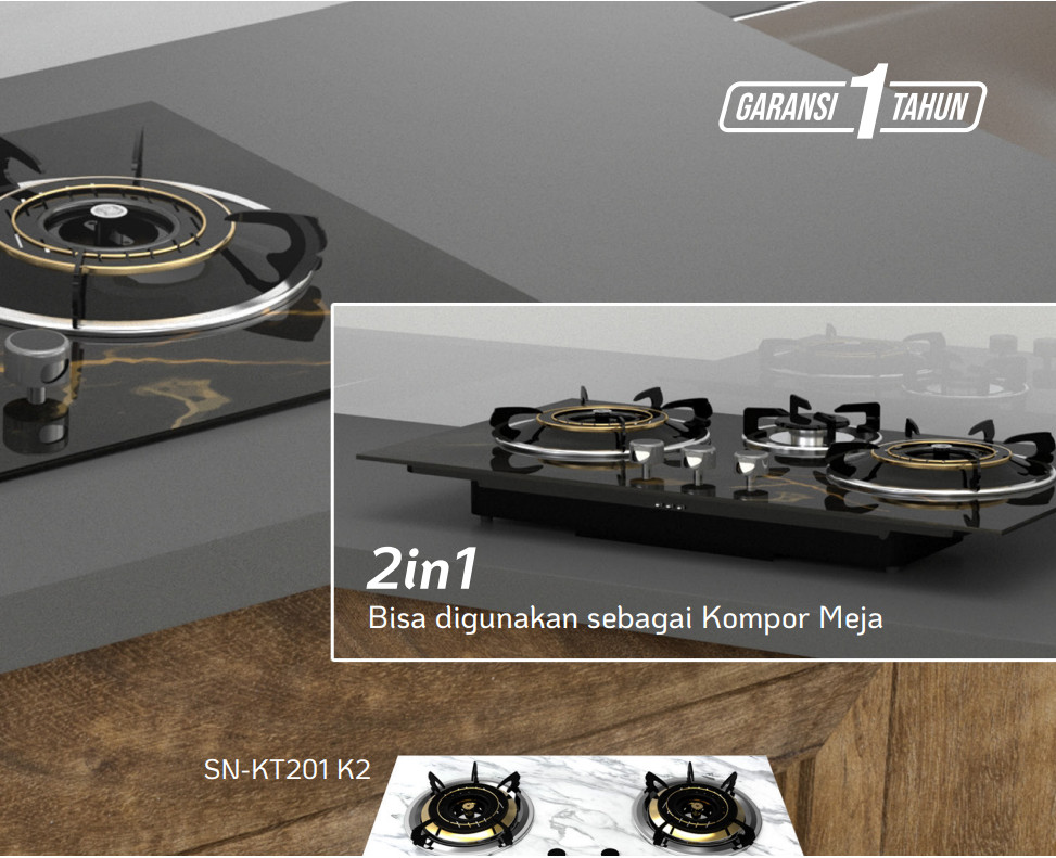Jual COD SANEX SN-KT201 Kompor Gas Tanam / Meja Motif Marble 2 Tungku (2in1) | Shopee Indonesia