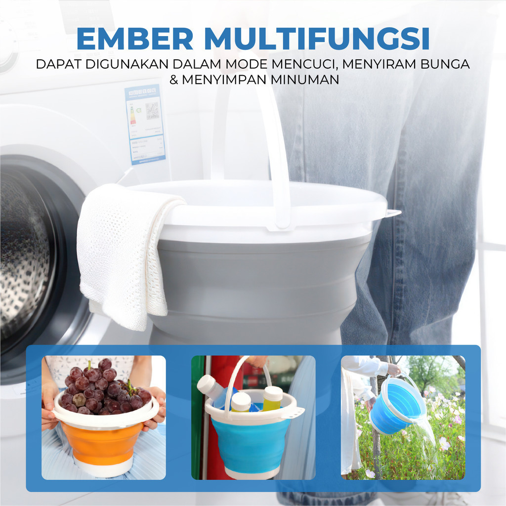Jual Ember Lipat Portable Ukuran 3L 5L 10L Ember Plastik Silikon ...