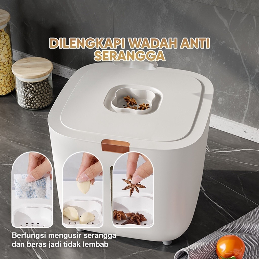 Jual [GARANSI PECAH] ANGOLA Tempat Beras Anti Kutu dan Serangga 15KG ...