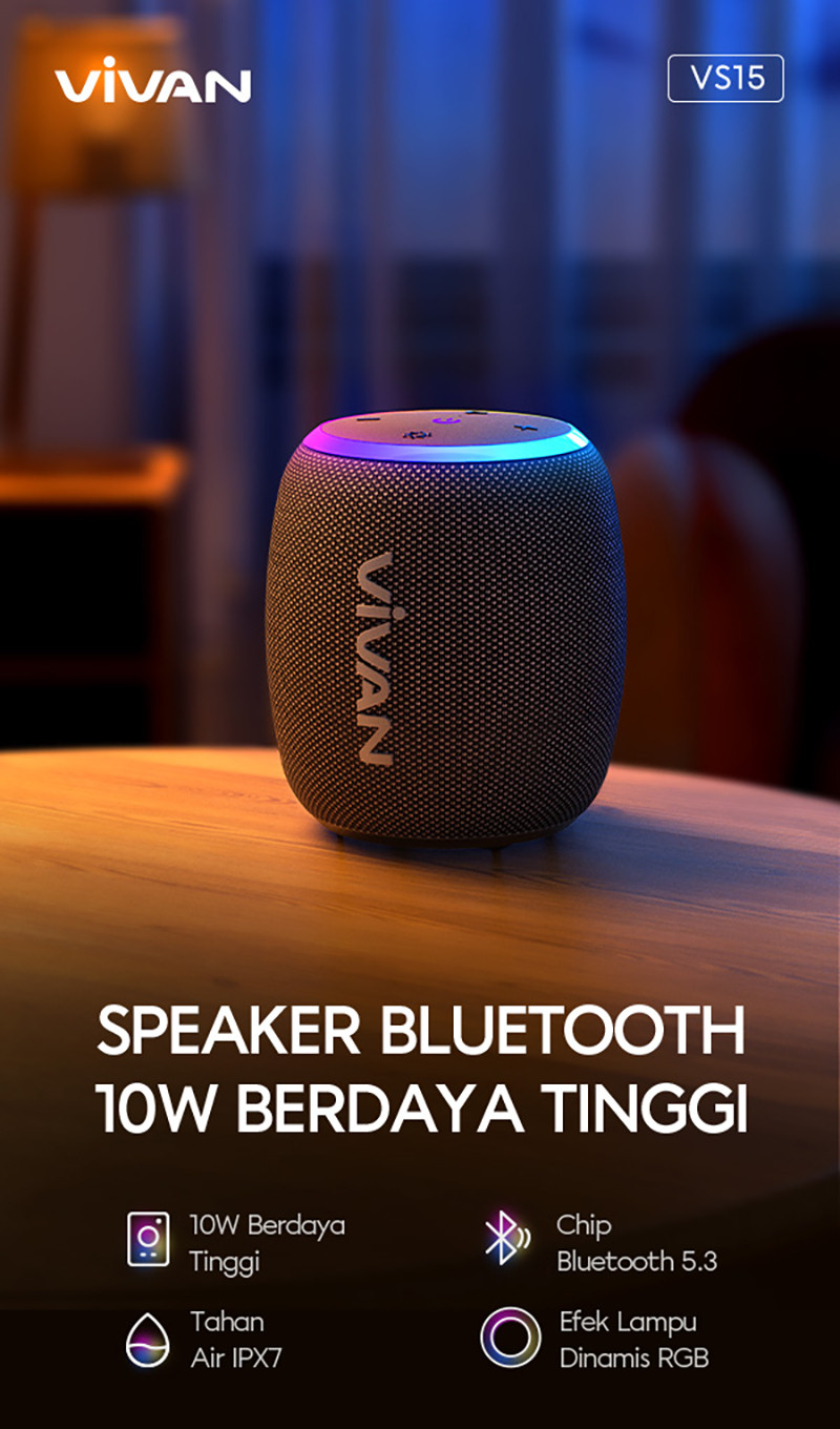 Jual VIVAN Bluetooth Speaker VS15 Sound 360° Waterproof IPX7 Hi-Fi ...