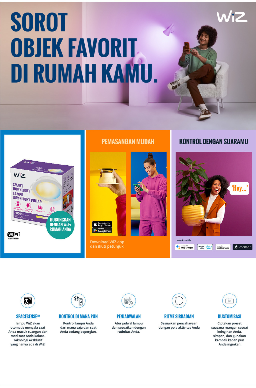 Jual WiZ Lampu Smart LED Downlight 4W WiFi Tunable White - Ceiling Plafon Panel | Shopee Indonesia