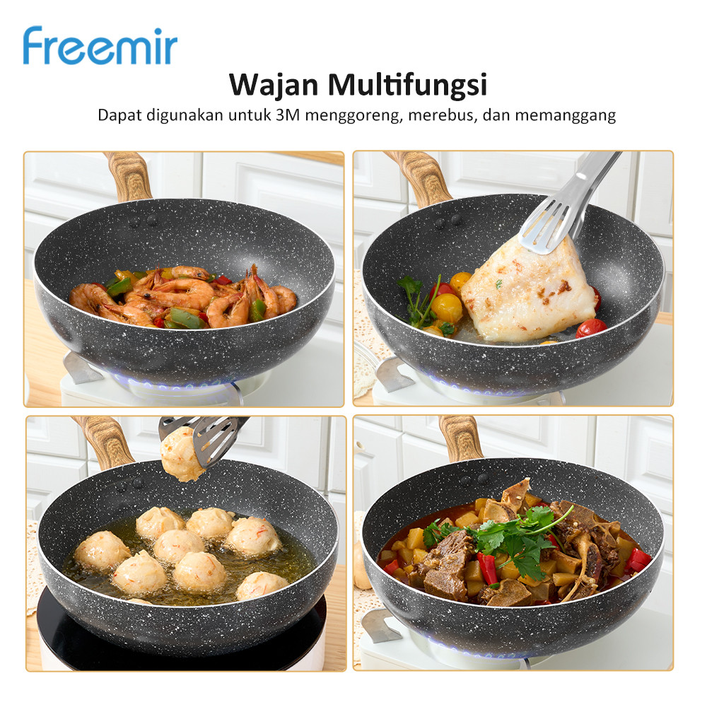 Jual [OFFICIAL MALL] freemir Wajan Anti lengket 24cm Hitam Wajan/panci ...