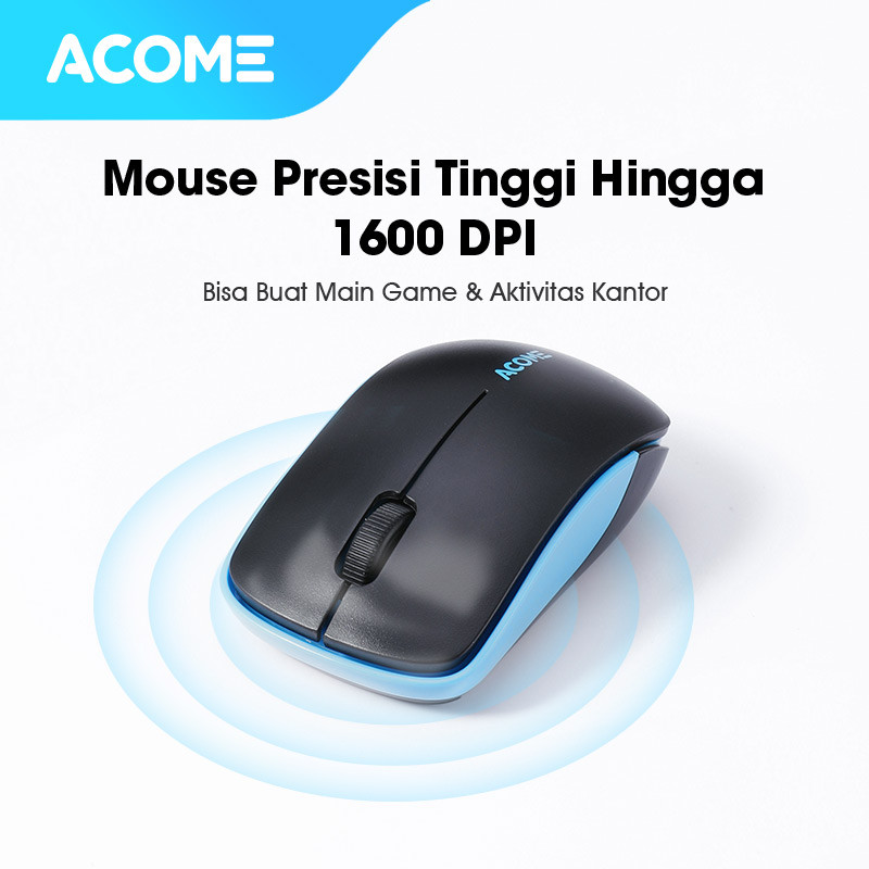 Jual Acome Keyboard & Mouse Wireless Portable 1600 DPI Tombol Silikon ...