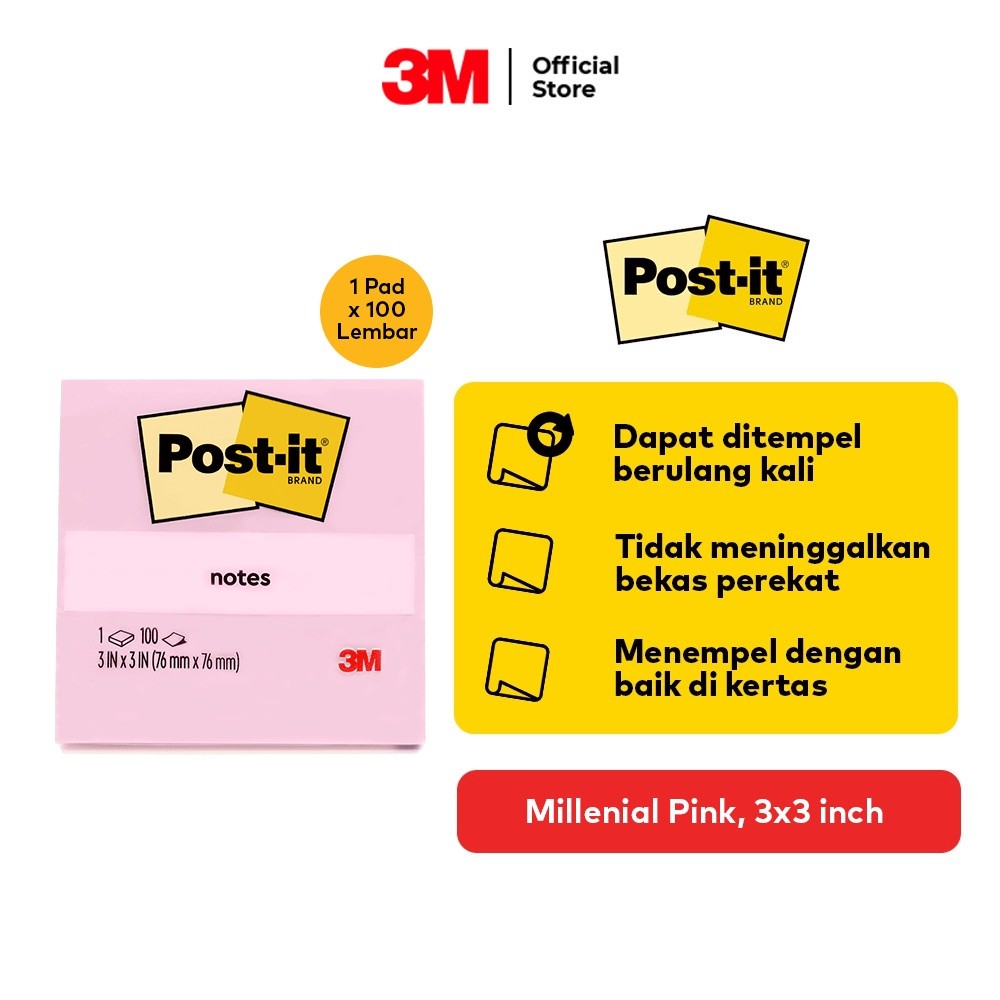 Jual Post-it® Original Notes Cube, 3x3”, Pastel Colors, 225 sheets/pack ...