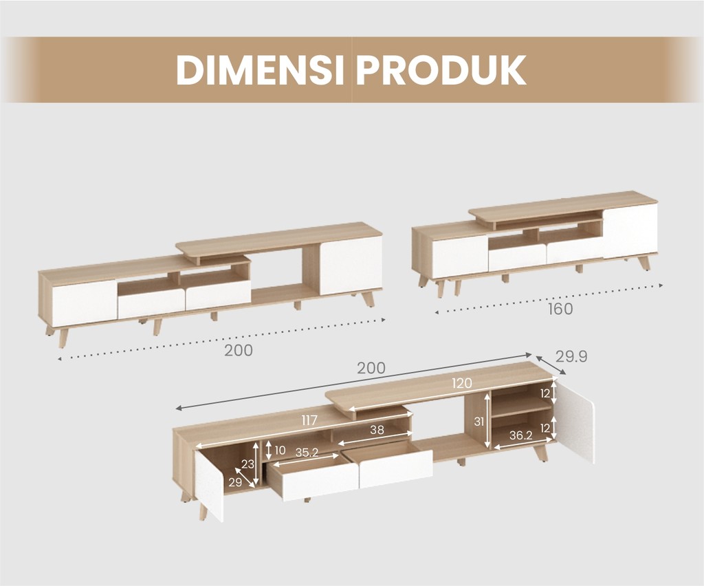 Jual PIRA METROPOLIS OX - SAKURA TV200 Meja TV / Rak TV dapat dipanjangkan dengan fitur ...