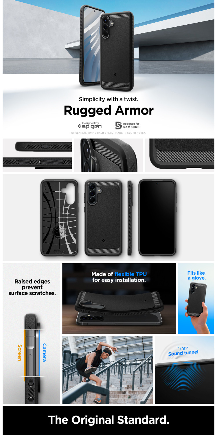 Jual Case Samsung Galaxy A56 Spigen Rugged Armor TPU Carbon Fiber Cover Black Casing | Shopee ...
