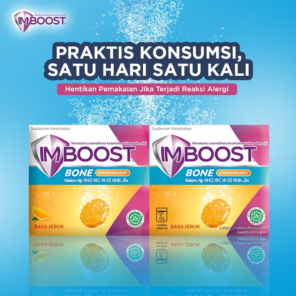 Jual Imboost Bone Effervescent Suplemen Tulang dan Gigi Rasa Jeruk @8 ...