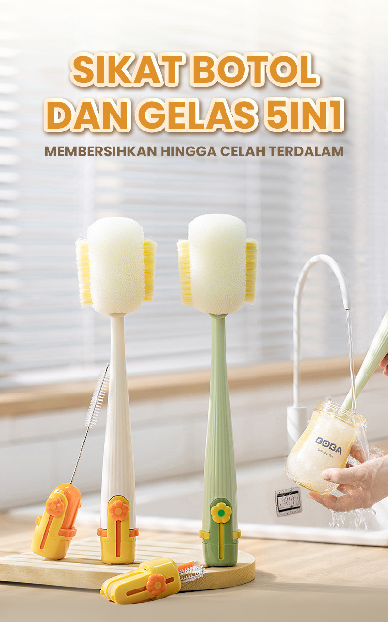 Jual ANGOLA Sikat Pembersih Botol 5IN1 S39 Sikat Botol Bayi/Tumblr/Teko ...