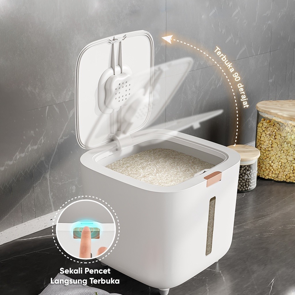 Jual [GARANSI PECAH] ANGOLA Tempat Beras Anti Kutu dan Serangga 15KG E03/E04 Rice Bucket ...