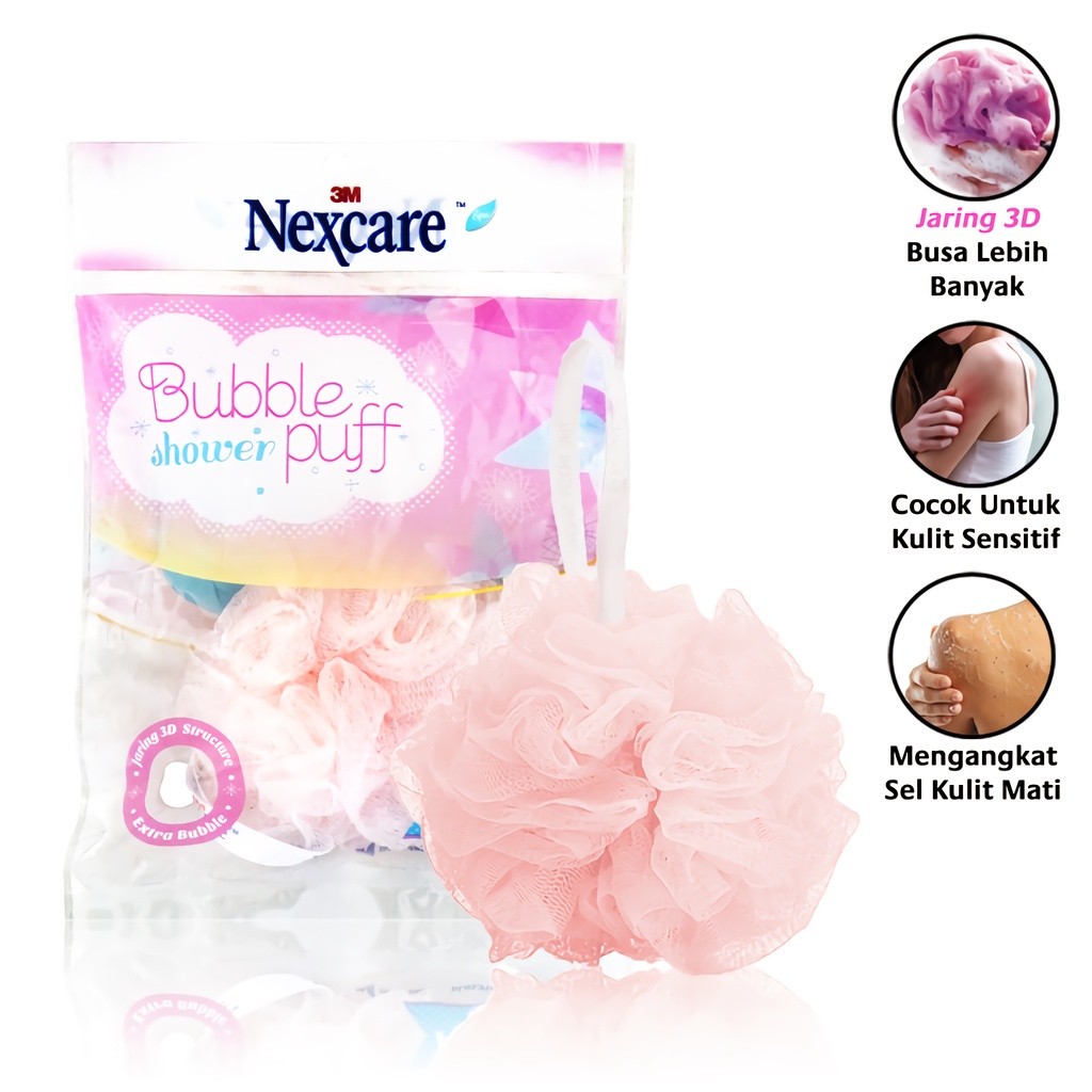 Jual 3M™ Nexcare™ Bubble Shower Puff, Spons mandi dengan jaring 3 ...