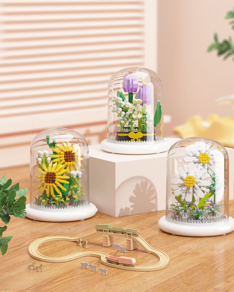 Jual XiNZ Brick Lampu Bunga Nano Block Bunga Mawar Brick Sunflower ...