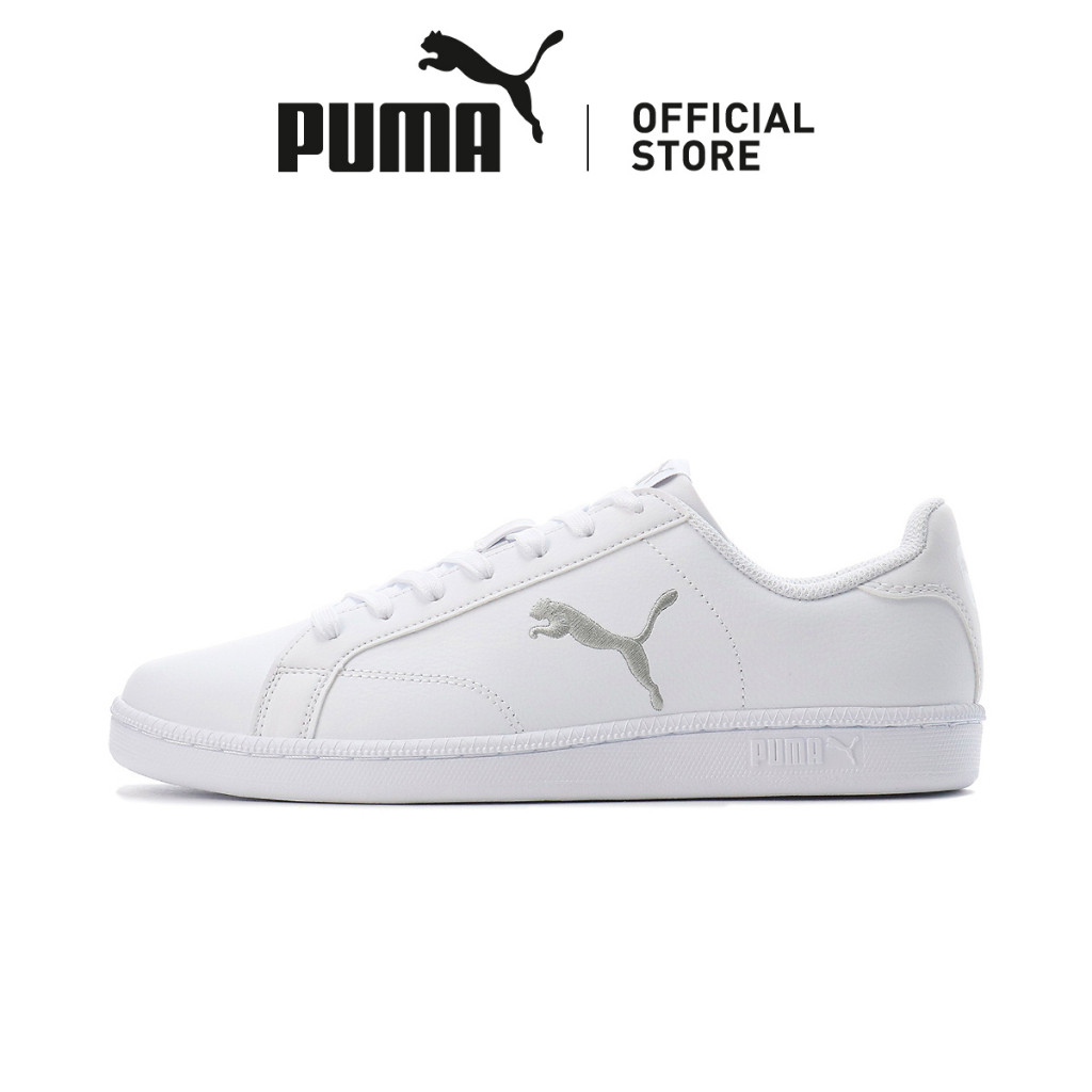 Jual PUMA Sepatu Smash Leather Sneakers White-Silver | Shopee Indonesia