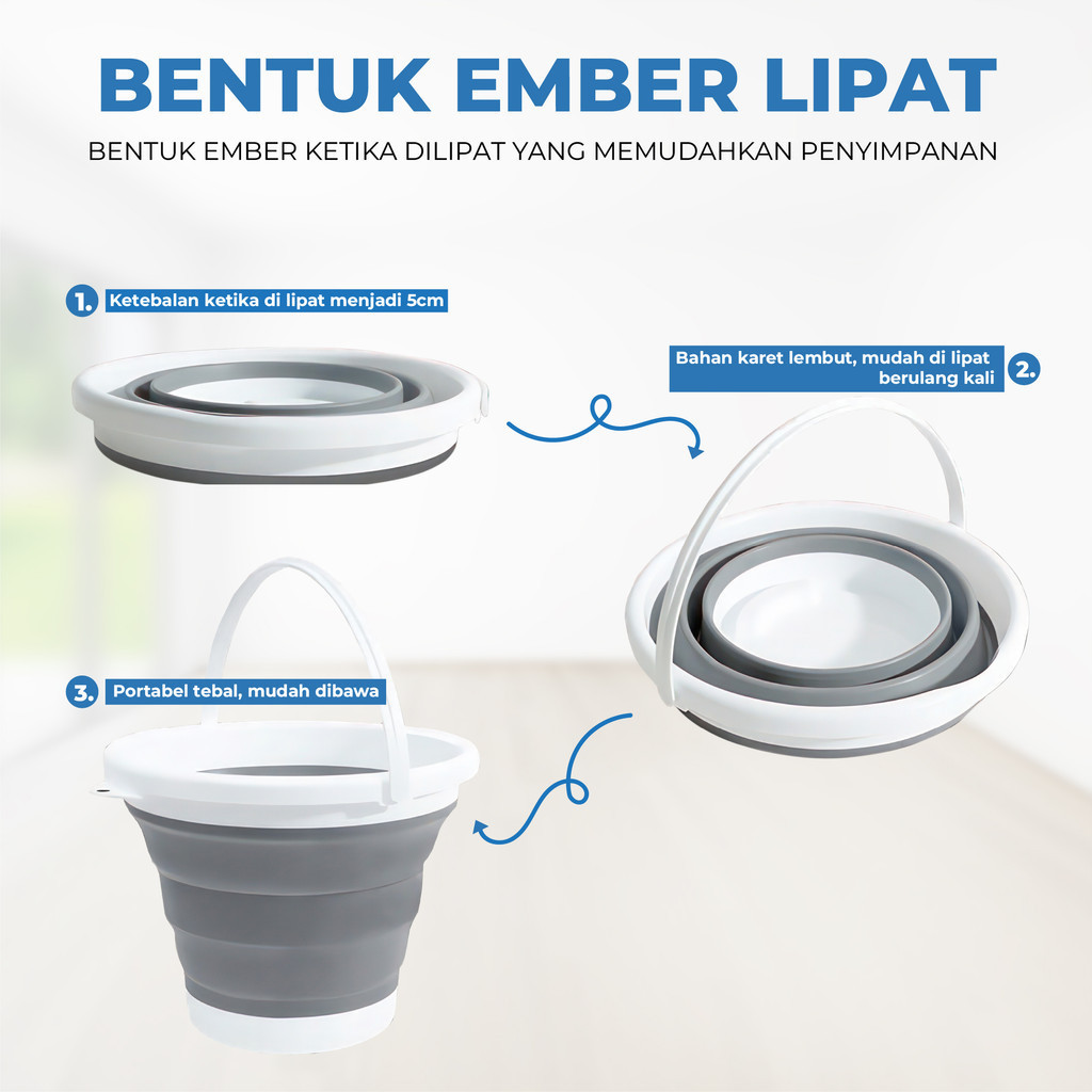 Jual Ember Lipat Portable Ukuran 3L 5L 10L Ember Plastik Silikon ...