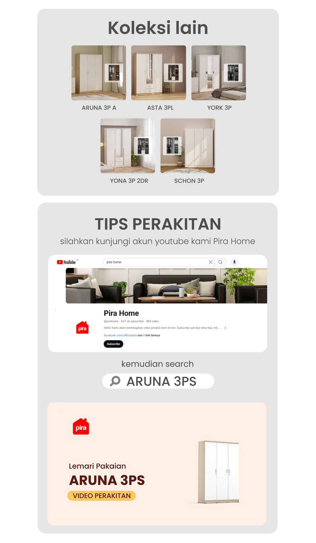 Jual Pira Metropolis - Aruna 3PS Lemari Pakaian Medium 3 Pintu Full Rak ...