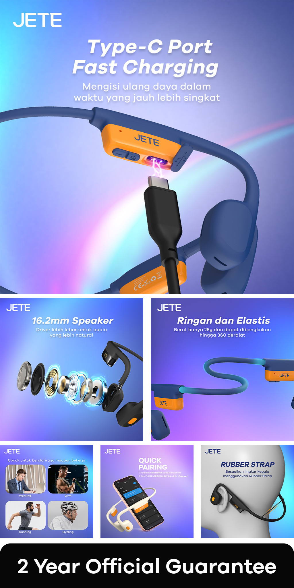 Jual JETE Headset Open Pulse Running Open Ear Enc 2 With Mic Air ...