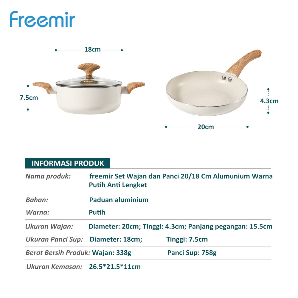 Jual [SPECIAL PAYDAY] freemir Set Wajan Panci Anti Lengket Wajan 20 cm ...