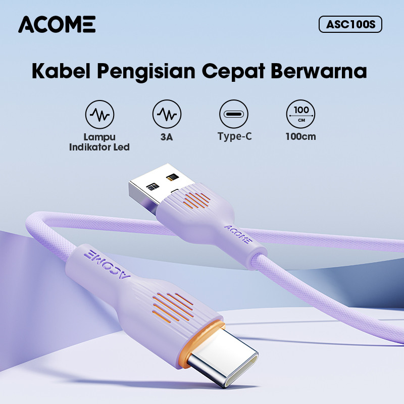Jual ACOME Kabel Data Seri AS-100S New Lightning Type C Micro USB 1 ...