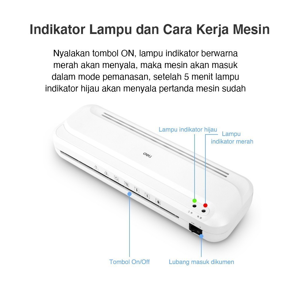 Jual Deli Laminator Mesin Laminating A4 F4 70-100 MIC Laminasi Hot ...