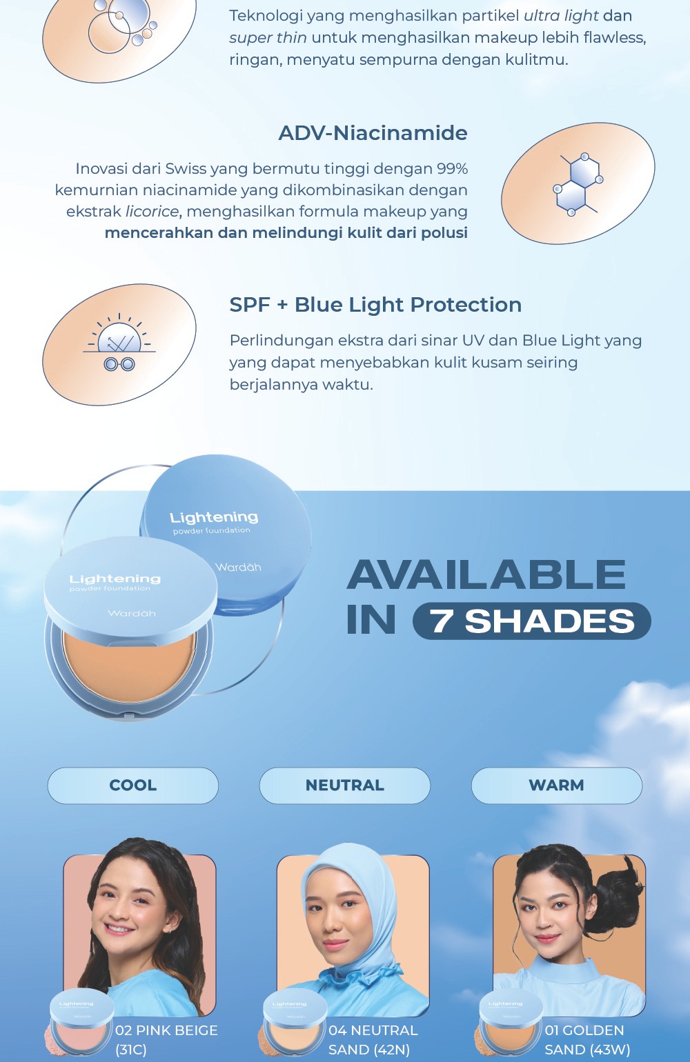 Jual WARDAH Lightening Powder Foundation Light Feel 12g Two Way Cake ...