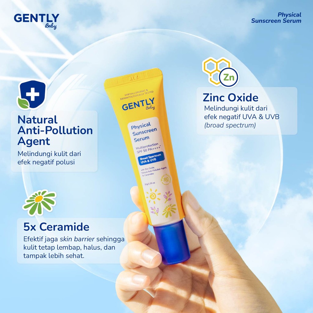 Jual GENTLY Baby Physical Sunscreen Serum Bayi Anak 30 gr | SPF 50 PA ...