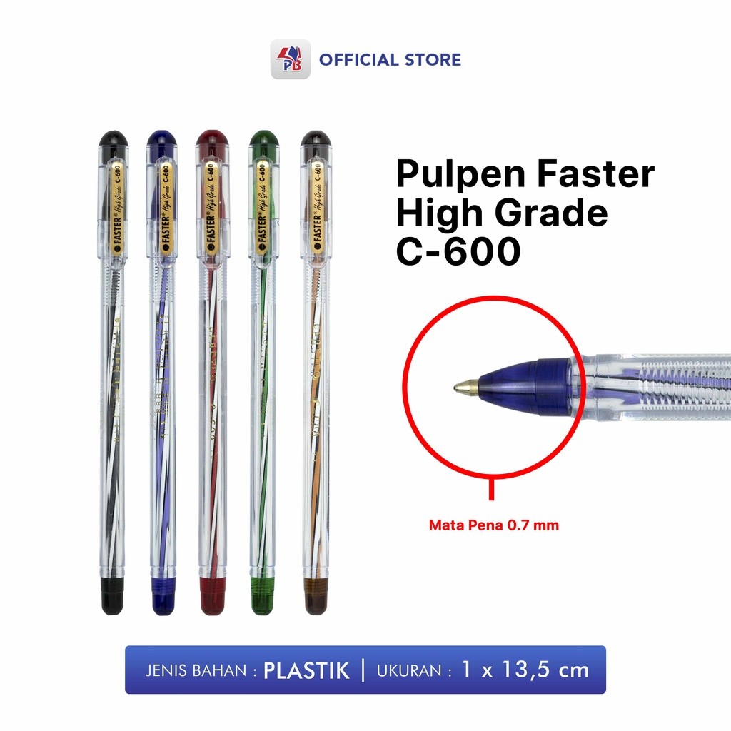Jual Pulpen / Bolpoin / Ball Pen Faster C-600 Solid INK Clean Line ...