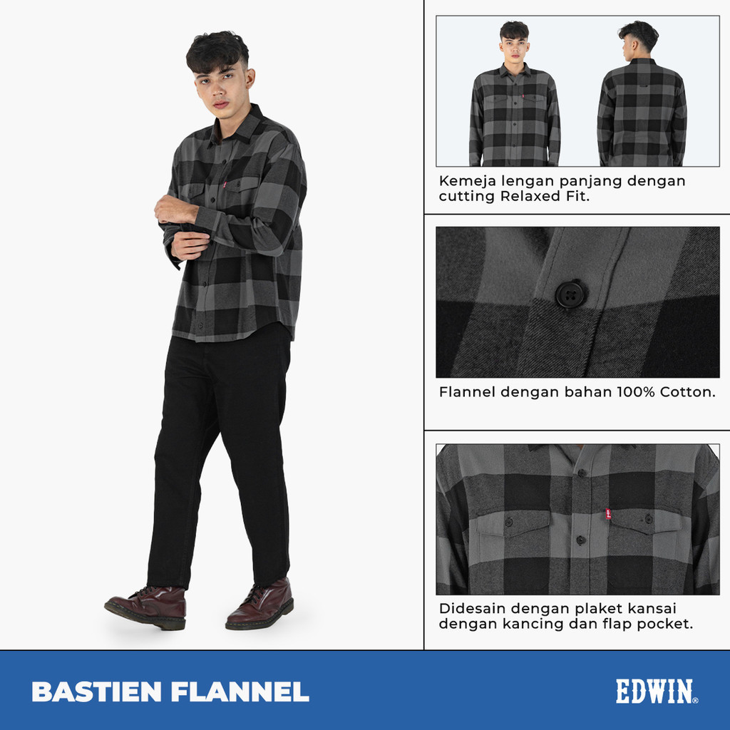 Jual EDWIN JEANS - BASTIEN Collection Kemeja Flannel Pria Motif Kotak ...