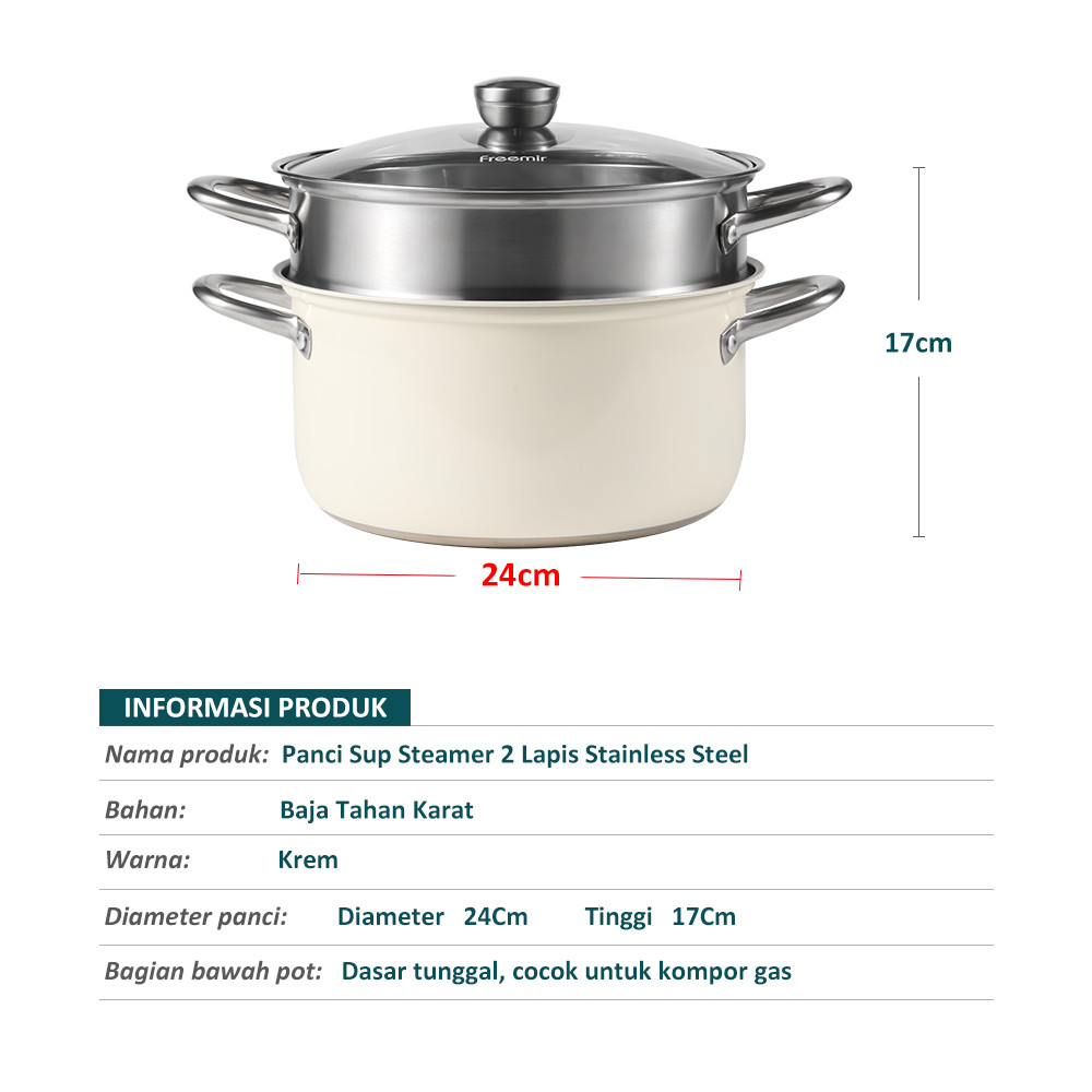 Jual Special freemir Panci Kukus 2 Susun 24cm Stainless Steel Anti ...