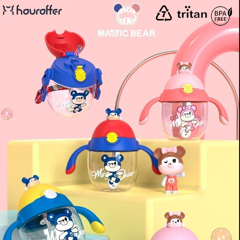 Jual Houroffer Botol MInum Anak With Straw MCC-528 Bear Tutup Clip 370 ...